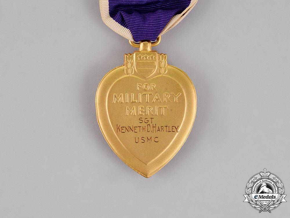 United States. A Purple Heart To Sergeant Kenneth Dwight Hartley, Kia ...