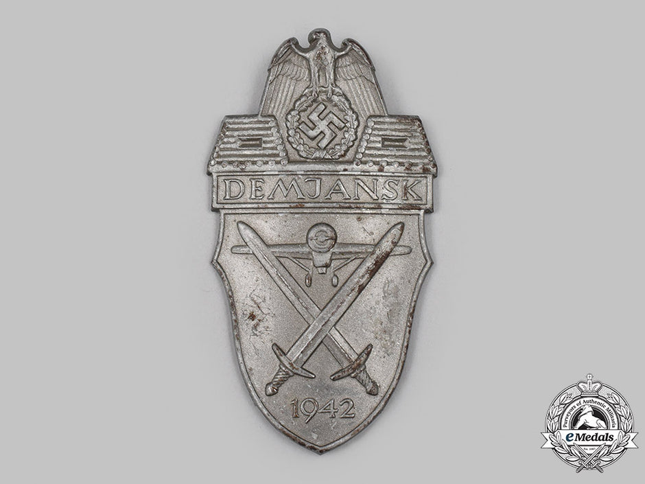 Europe-Germany-Third Reich Army Badges-Campaign Shields-Demjansk Shiel ...