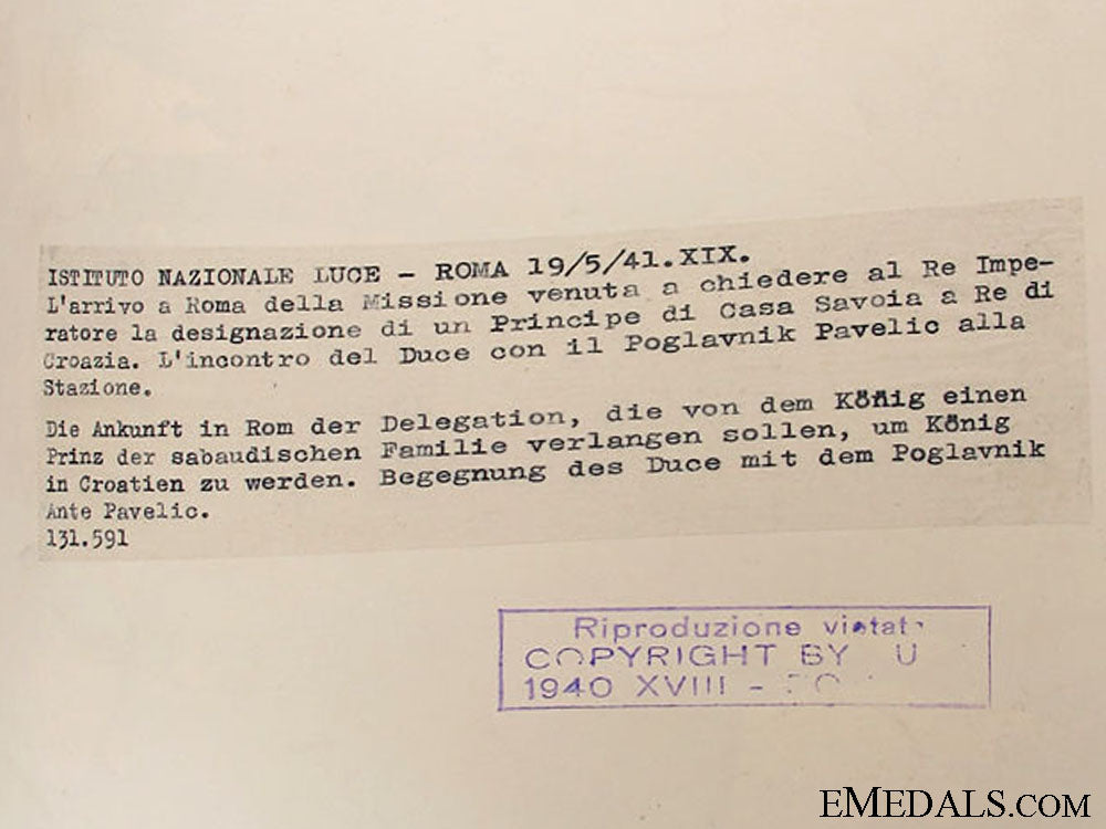 Large Photo Of Pavelic & Mussolini & Collar Tabs – eMedals
