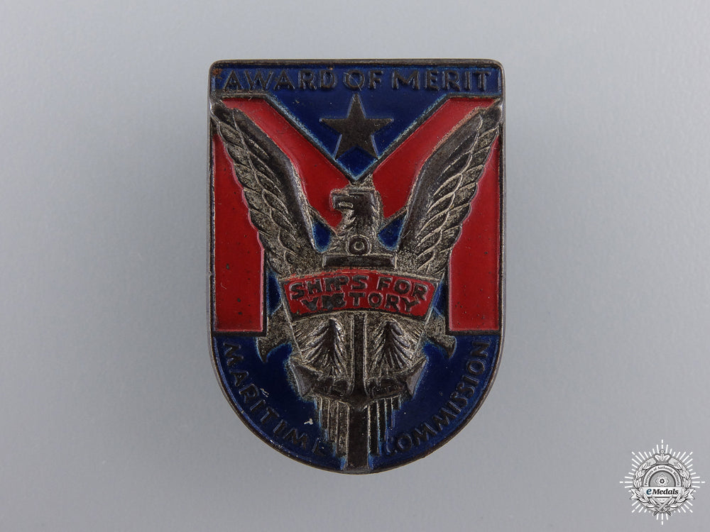 A Wwii Us Maritime Commission Award For Merit "Ships For Victory" Badg ...