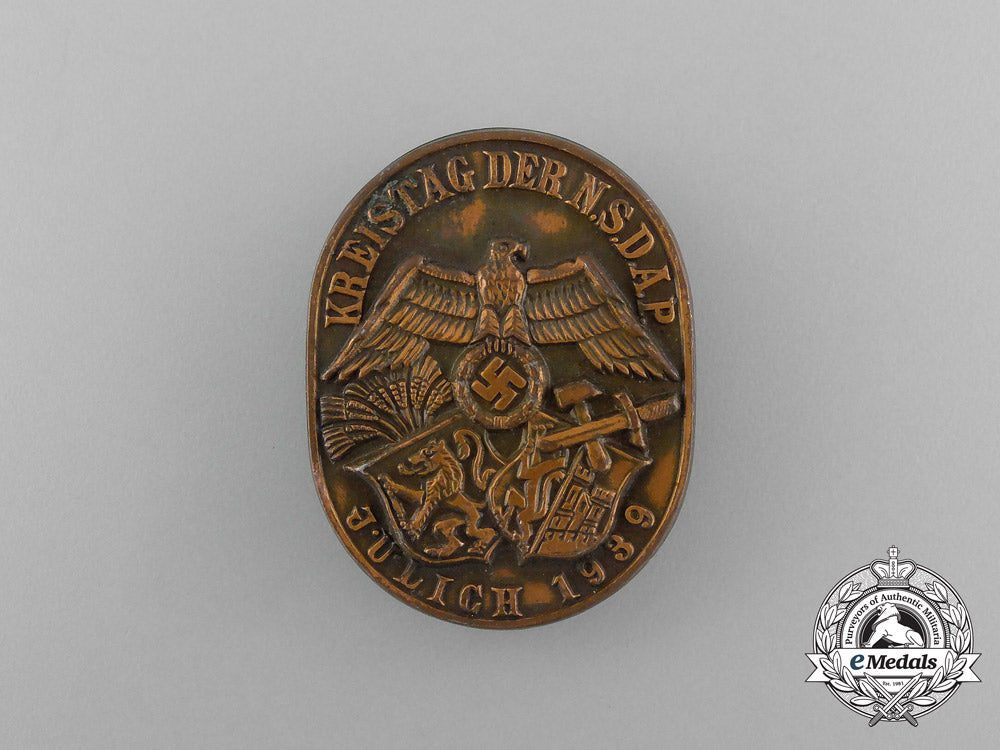 Germany, Nsdap. A 1939 Julich District Council Day Badge – eMedals