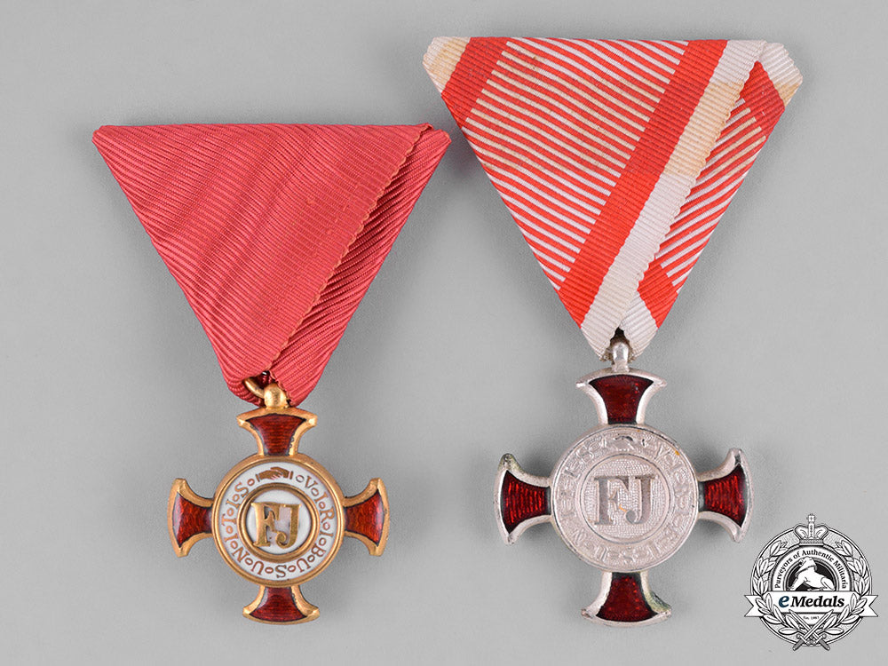 Austria, Imperial. Two Austrian Merit Crosses – eMedals