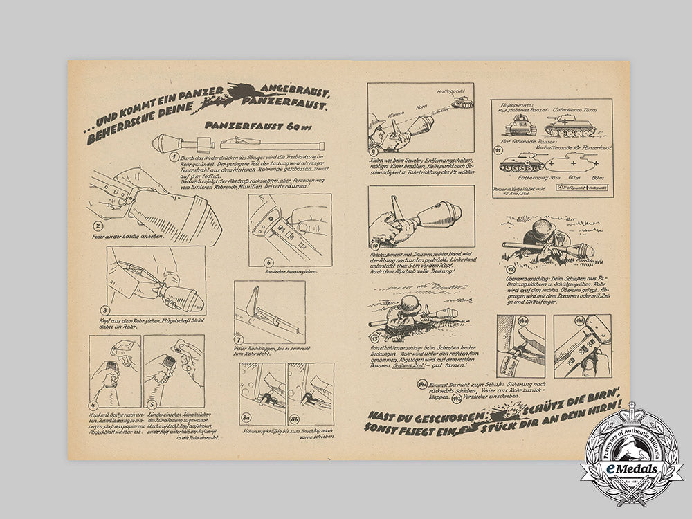 Germany, Wehrmacht. A Panzerfaust Instructional Pamphlet – eMedals