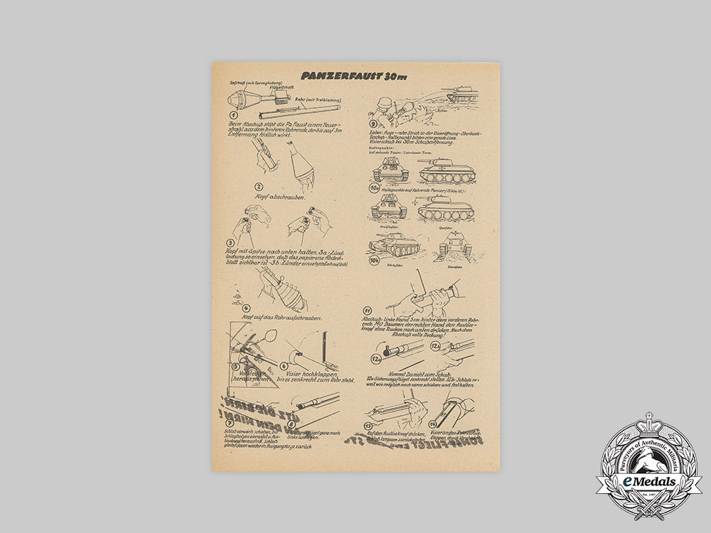 Germany, Wehrmacht. A Panzerfaust Instructional Pamphlet – eMedals