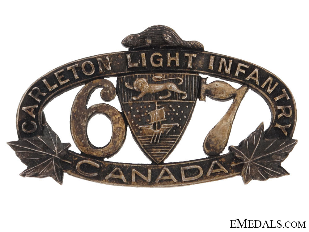 67Th Regiment Carleton Light Infantry Officer's Collar Badge – eMedals