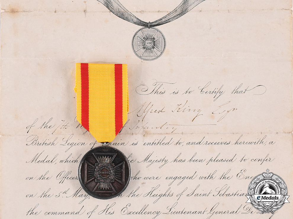 Spain, Kingdom. A San Sebastian Medal & Bestowal Document To Asst. Sur ...