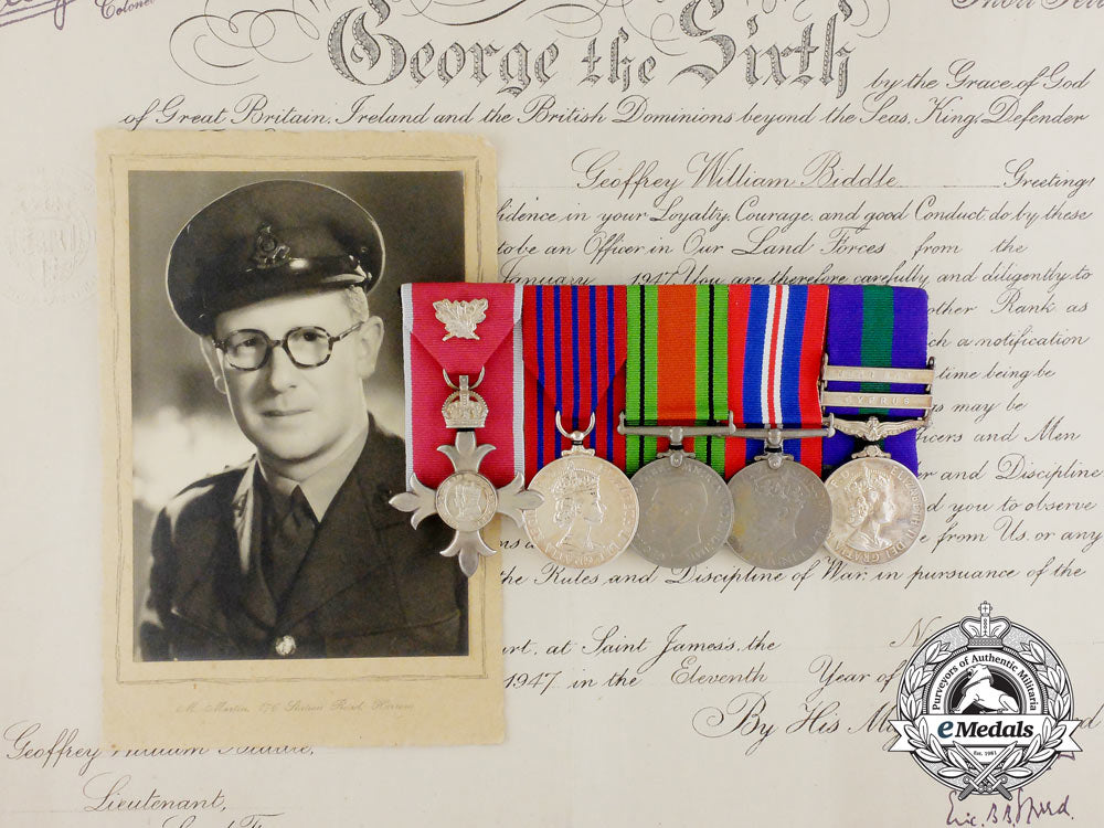 An Mbe & George Medal Recipient To Major Geoffrey William Biddle; Bomb ...
