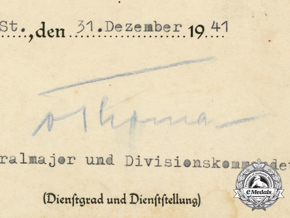 A Set Of Panzer Award Documents Signed By Von Bismarck – eMedals