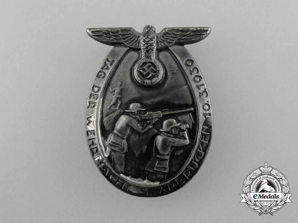 A 1939 Saarbrücken “Day Of The Wehrmacht” Celebration Badge – eMedals