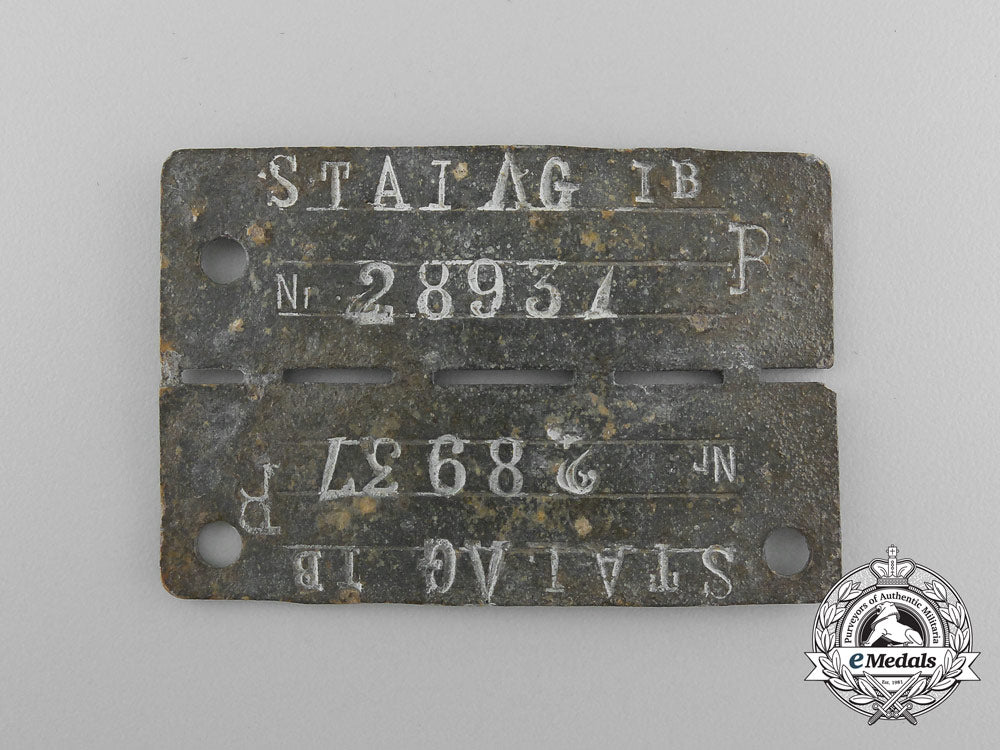 A Numbered German Pow Camp Id Tag For Allied Soldiers Housed At The St ...