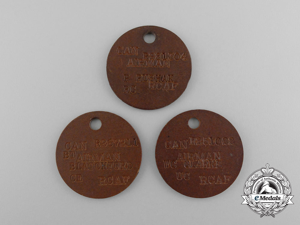 Three Second War Royal Canadian Air Force (Rcaf) Identification Tags ...