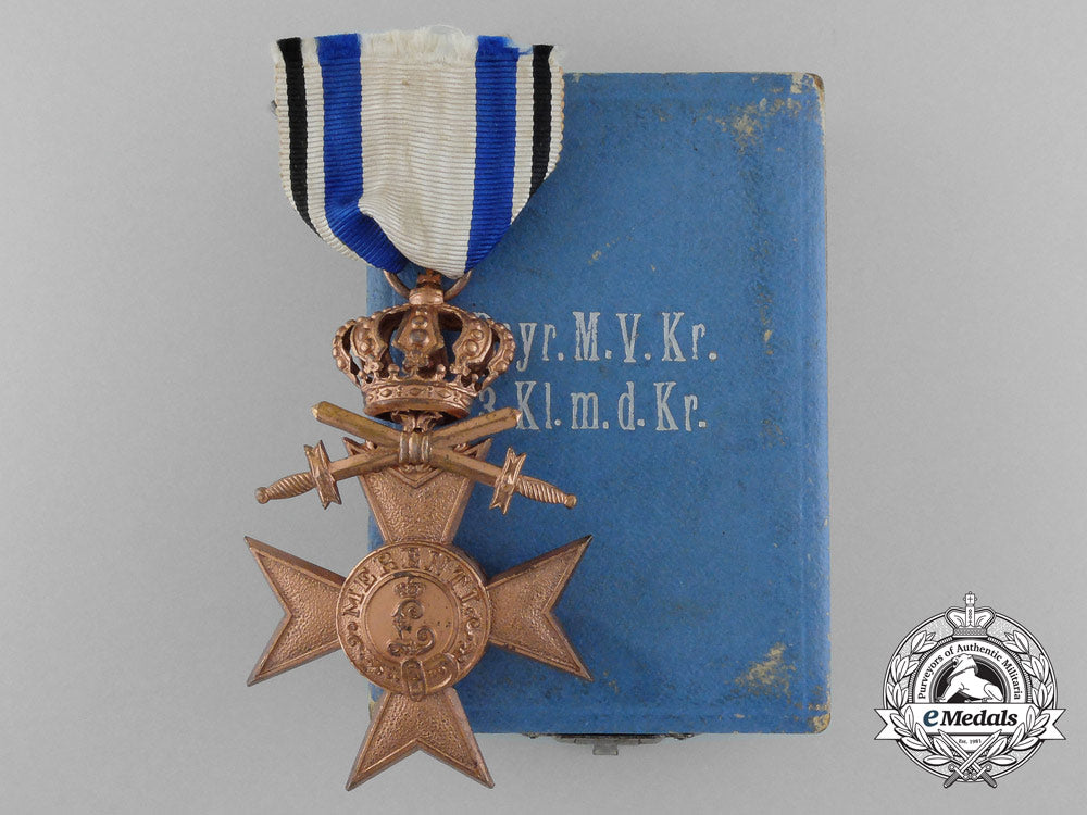A Bavarian Military Merit Cross With Swords & Crown In Case By Deschle ...