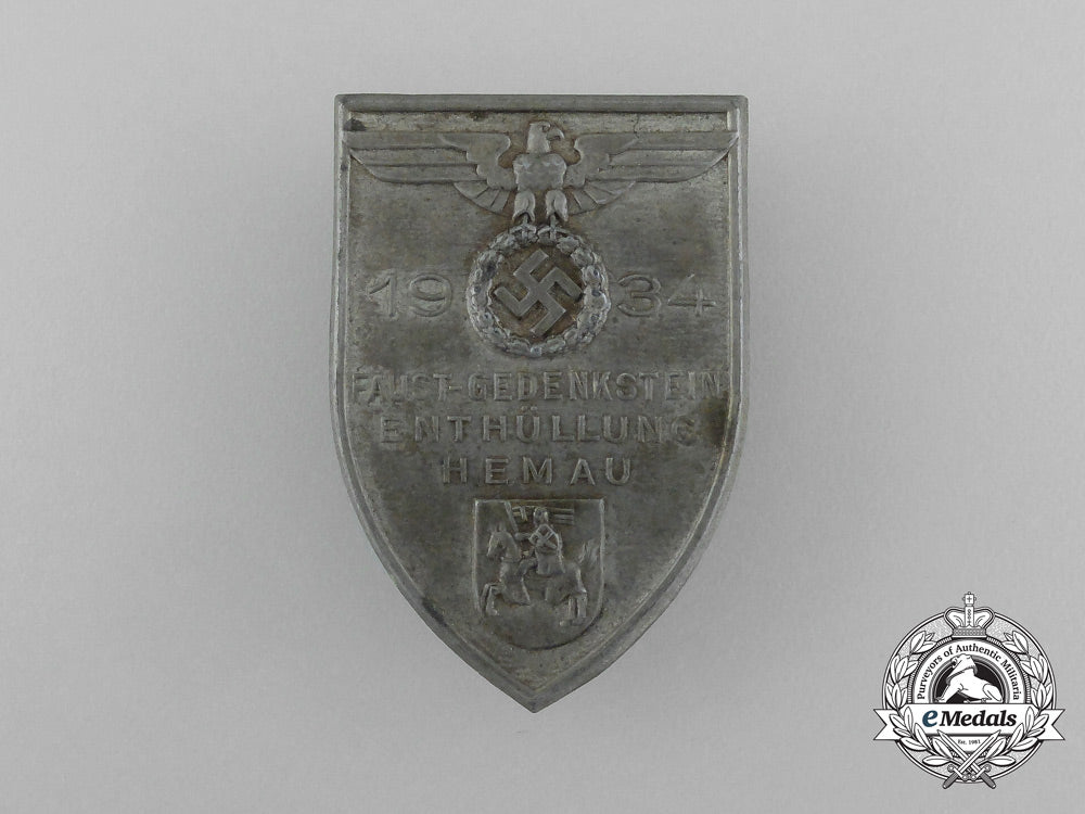 A 1934 Faust - Hemau Memorial Stone Revealing Ceremony Badge – eMedals