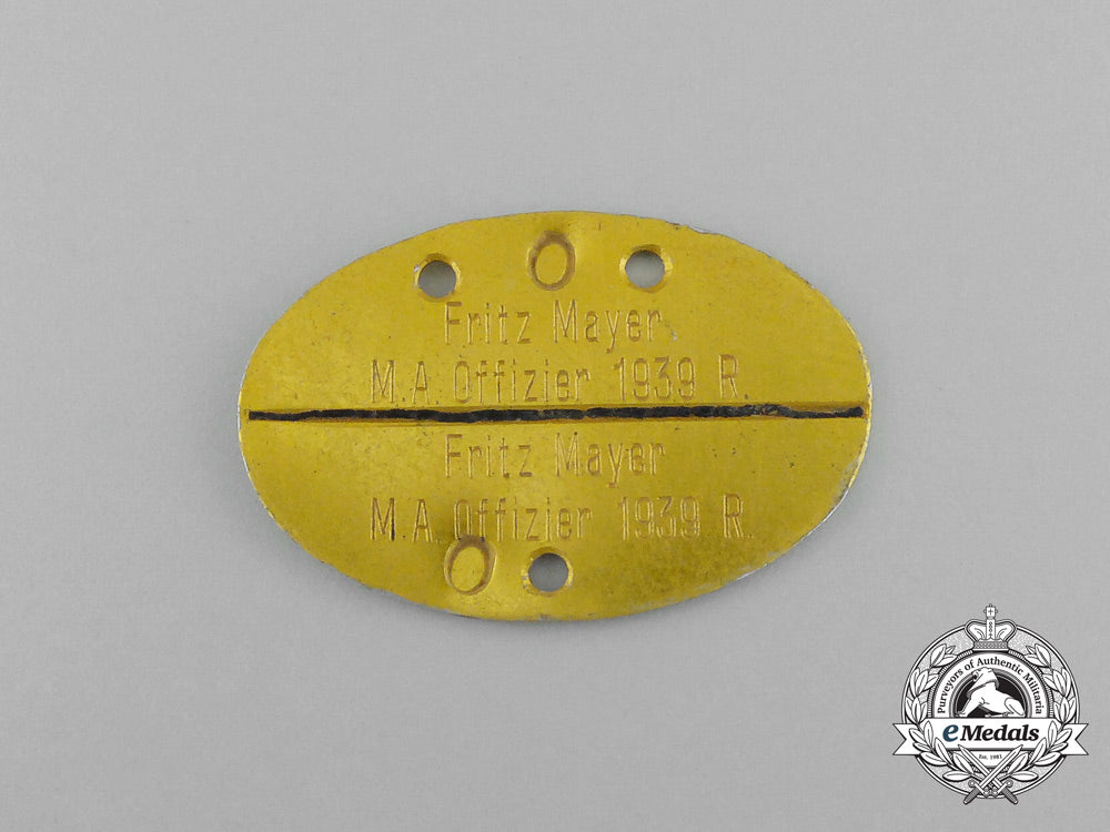 A Kriegsmarine Identification Tag Named To Coastal Artillery Officer F ...