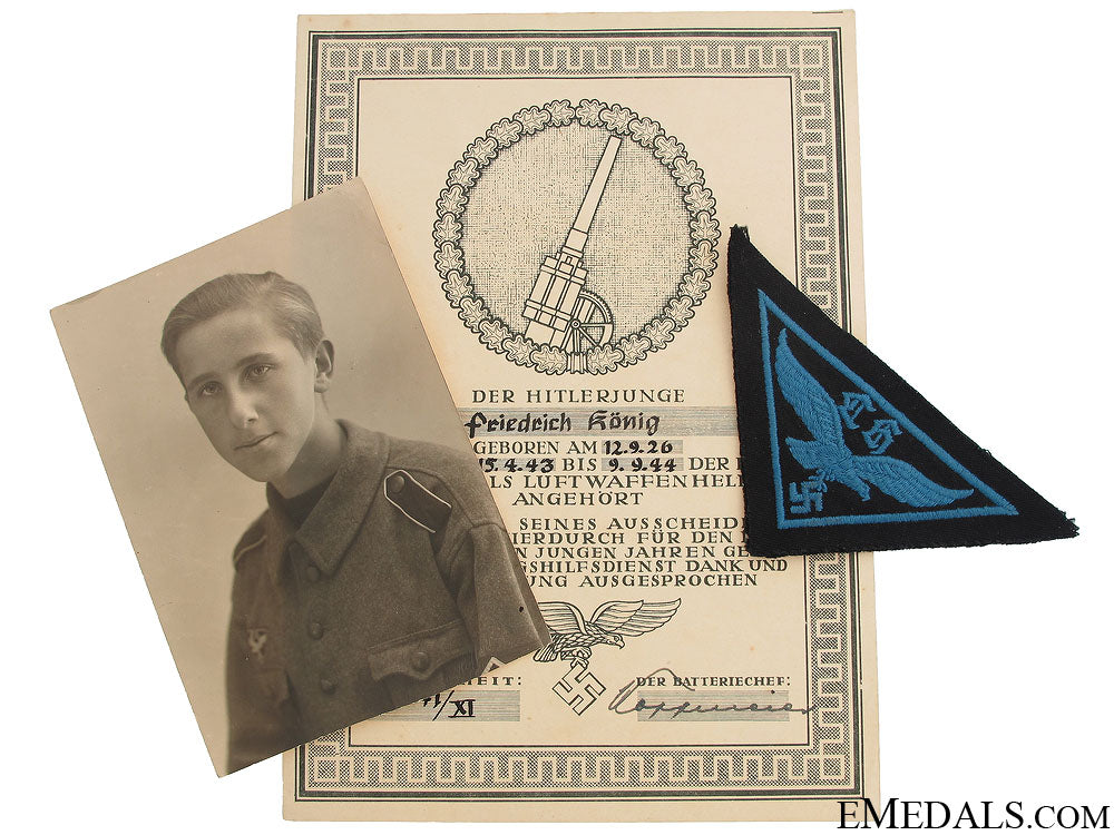 Hitler Youth Service Certificate - Flak Helper – eMedals