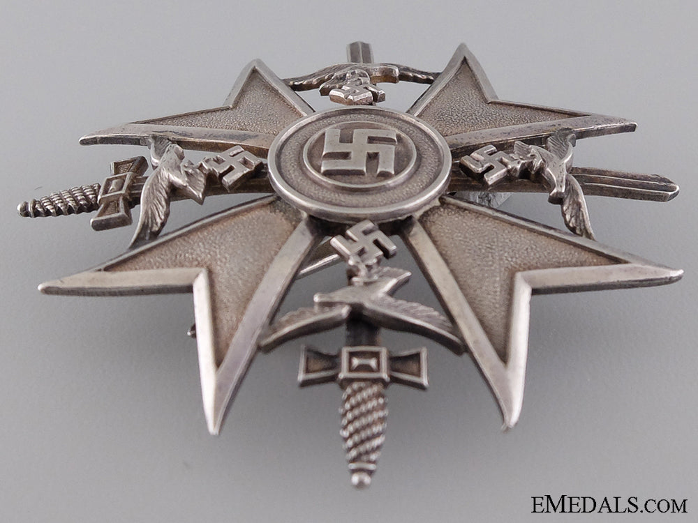 A Spanish Cross In Silver With Swords; Marked 835 – eMedals