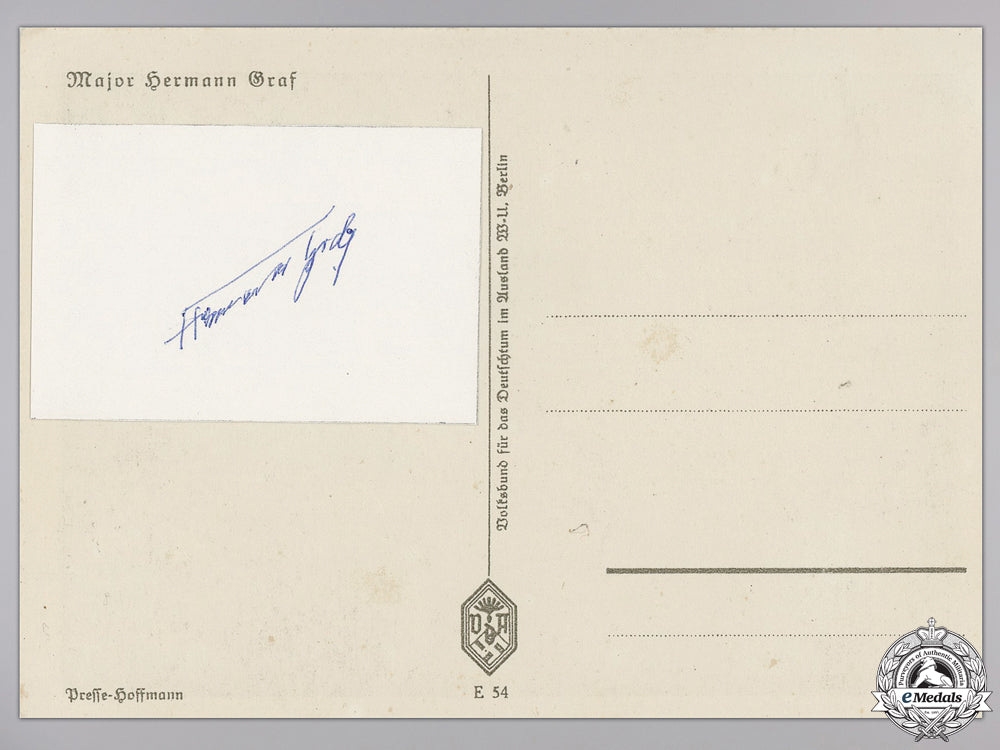 A Post War Signed Photograph Of Knight's Cross Recipient; Graf – eMedals
