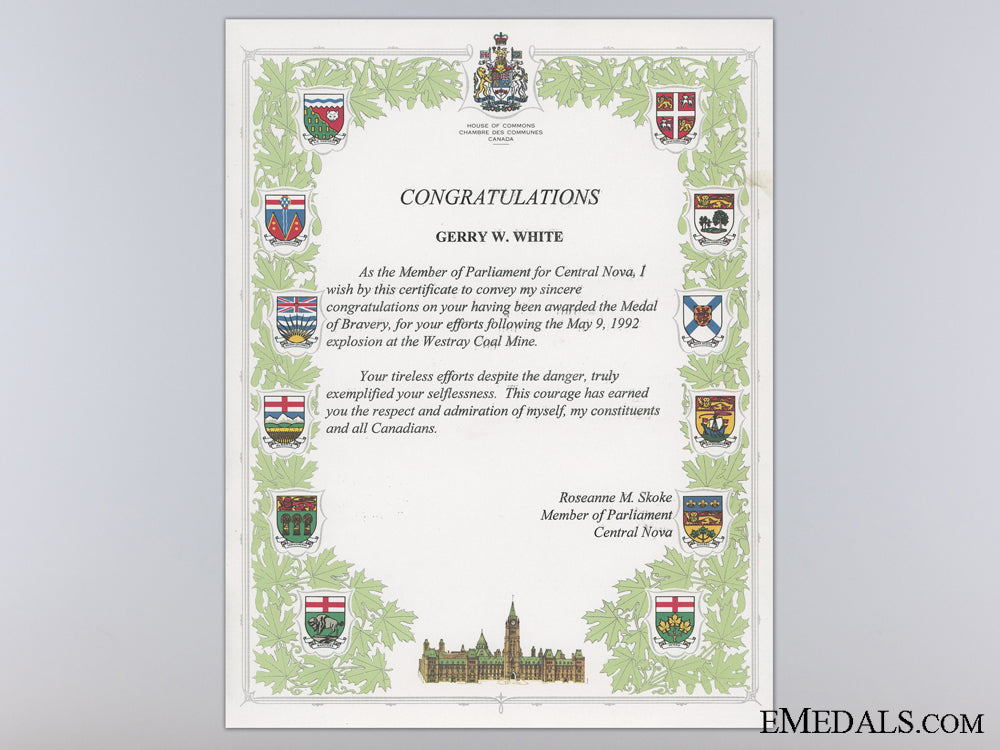 A 1992 Canadian Medal Of Bravery For The Westray Mine Disaster – eMedals