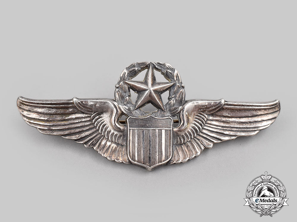 United States. A Sterling Silver Army Air Force Command Pilot Badge, B ...