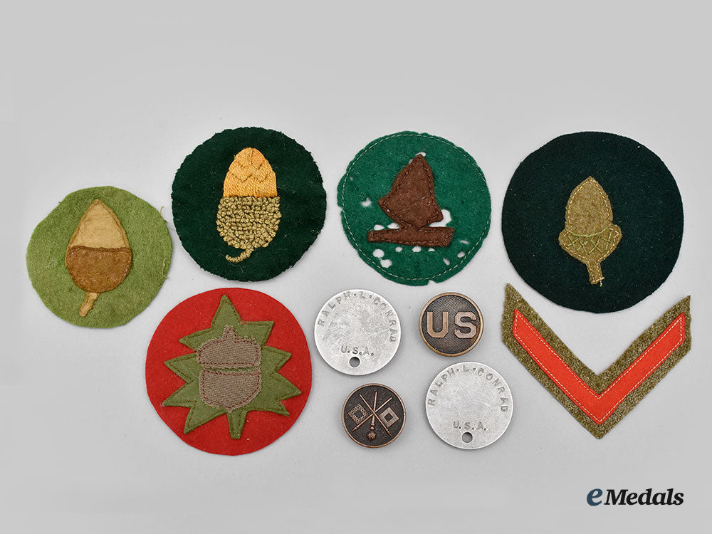 United States. Six First War Aef Patches, Two Identification Tags And ...