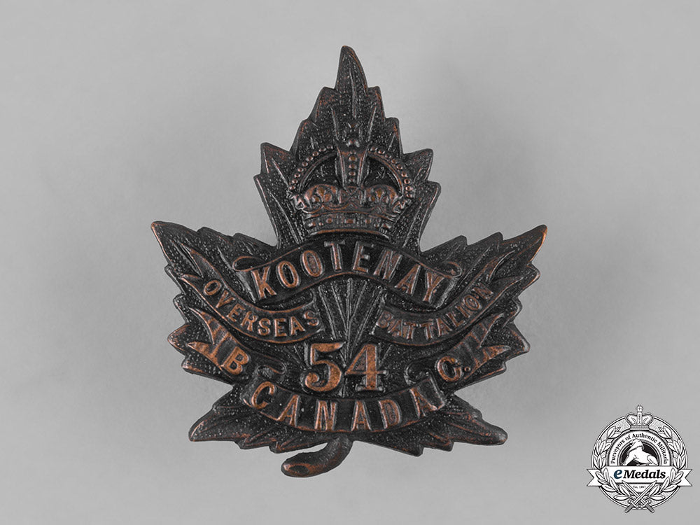 Canada,Cef. A 54Th Infantry Battalion "Kootenay Battalion" Cap Badge ...