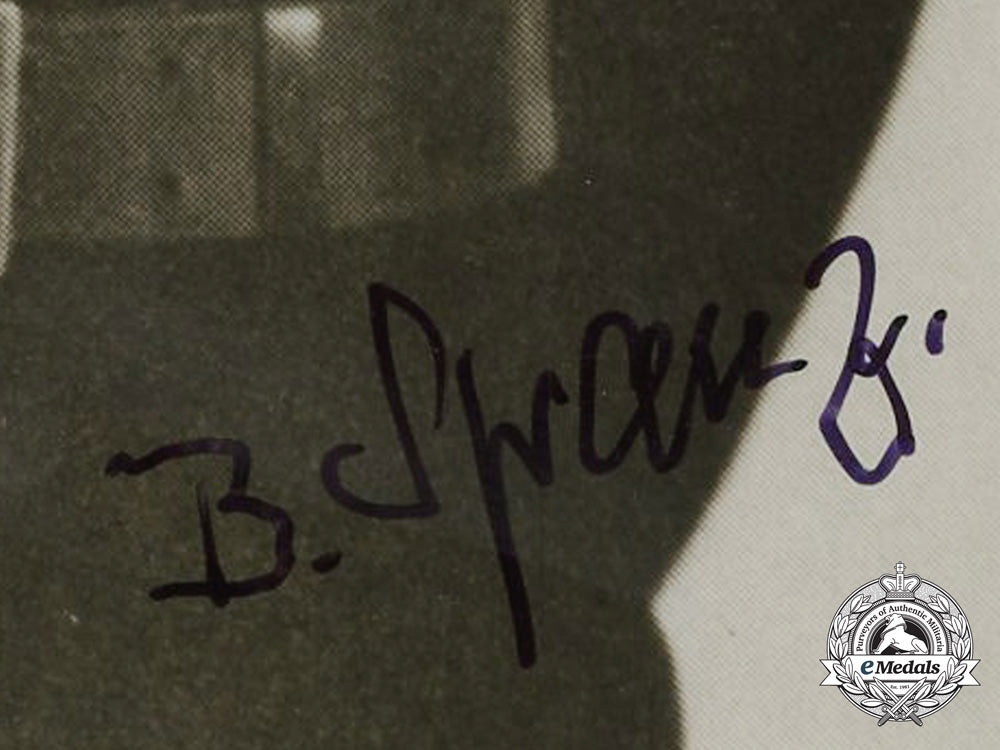 A Post War Signed Photograph Of Knight's Cross Recipient; Bodo Spranz ...