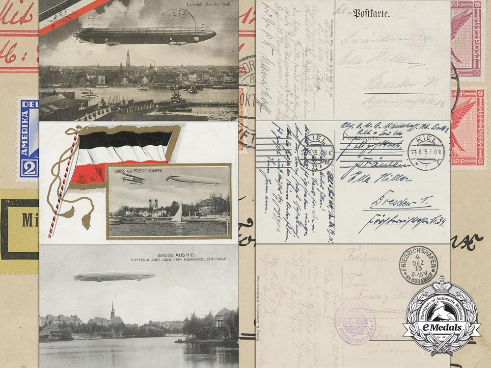 Three German Zeppelin Postcards And Envelope – eMedals