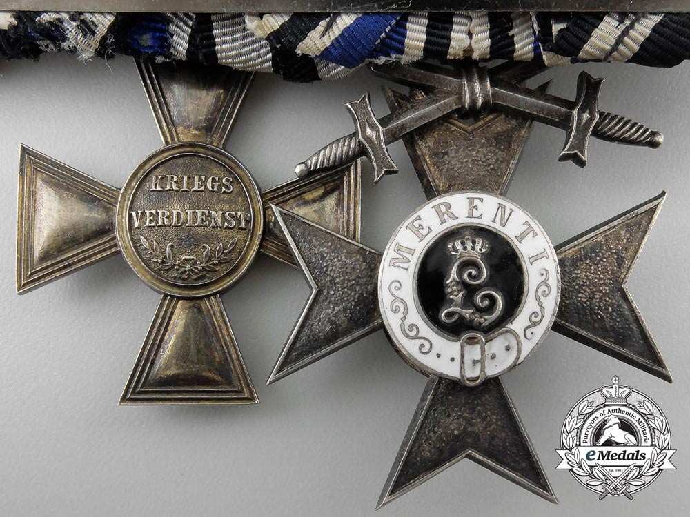 A Fine First War Prussian Medal Bar With Golden Military Merit Cross B ...